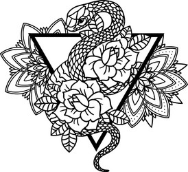 Tattoo with roses and snake sword dagger Vector Image