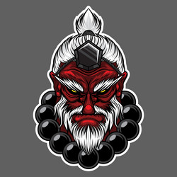 Oni head with japanese style drawing Royalty Free Vector