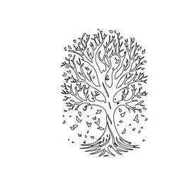 Haunted tree outline sketch Royalty Free Vector Image