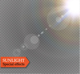 Abstract golden front sun lens flare transparent Vector Image
