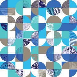 Grid seamless pattern with random geometric Vector Image