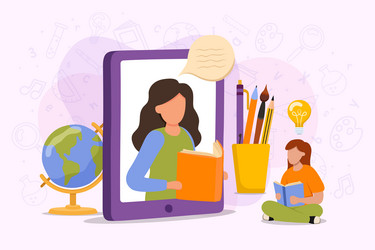 Literacy concept web learning girl student cartoon