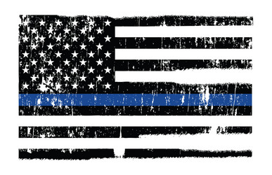 Waving police flag thin blue line Royalty Free Vector Image