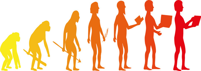 Silhouette evolution from monkey to man Royalty Free Vector