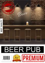 Realistic pub colorful poster Royalty Free Vector Image