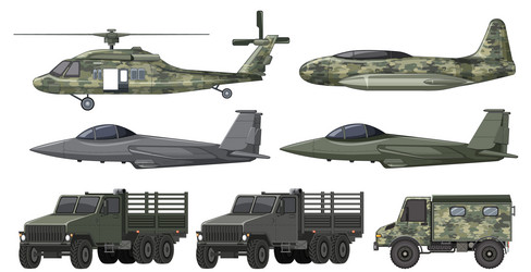 Set of soldier and military transportation Vector Image