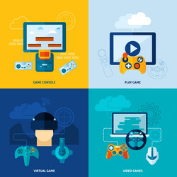 Video game flat icons set Royalty Free Vector Image