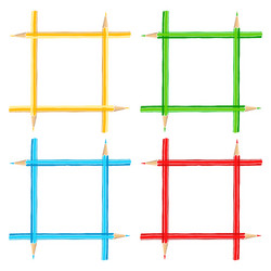 Blank color square pencils frames set Royalty Free Vector