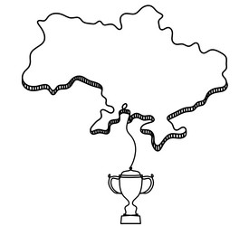 Map of ukraine with direction as line drawing Vector Image