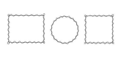 Photo frames vintage doodle style frame set Vector Image