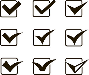 Grey check marks or ticks in circles Royalty Free Vector