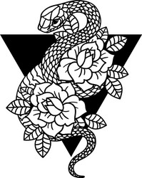 Tattoo with roses and snake sword dagger Vector Image