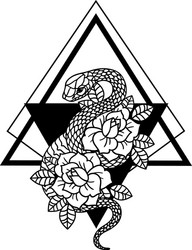 Tattoo with roses and snake sword dagger Vector Image