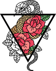Sacred Geometry Rose & Snake Tattoo Royalty Free Vector