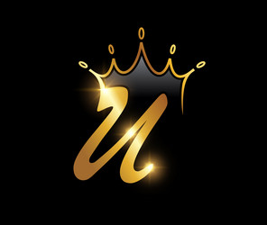 Golden monogram crown initial letter u Royalty Free Vector