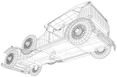 Classic car trucking vehicle wire-frame Royalty Free Vector