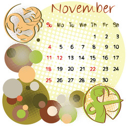 Calendar template for november Royalty Free Vector Image