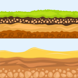 Ground cross section stony soil green grass Vector Image