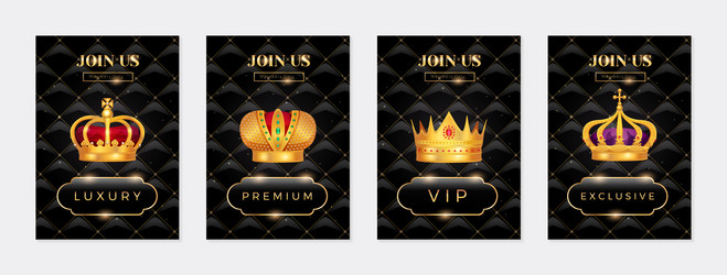 Realistic gold crowns transparent set Royalty Free Vector