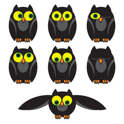 Owl eyes realistic collection Royalty Free Vector Image