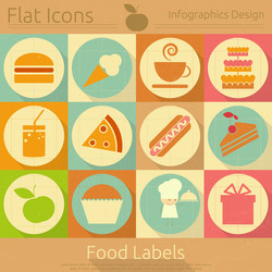 Food flat retro icons Royalty Free Vector Image