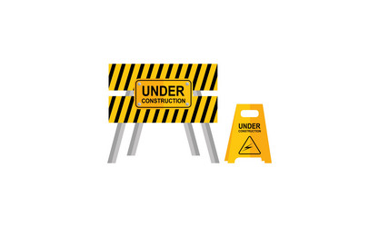 Under construction boardswarning icon and stop sig