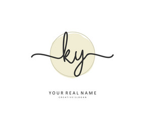 Ky initial letter handwriting and signature logo Vector Image