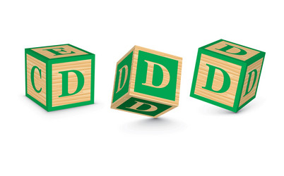 Letter d wooden alphabet block Royalty Free Vector Image