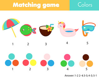 Educational children game match objects by color Vector Image