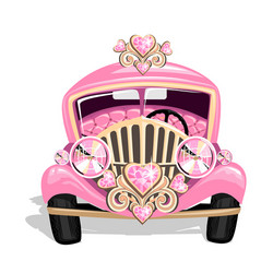 Beautiful princess driving a pink car Royalty Free Vector