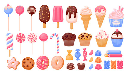 Candy sweets cartoon set Royalty Free Vector Image