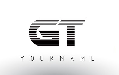 Gt black and white horizontal stripes letter logo Vector Image