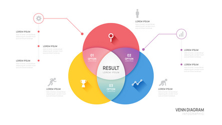 Venn diagram three overlapping circles chart Vector Image