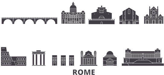 Italy rome line travel skyline set Royalty Free Vector Image