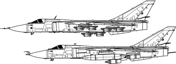 Sukhoi su-24mr and storm shadow cruise missile Vector Image