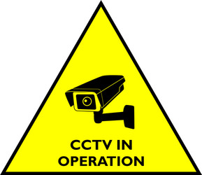 Warning cctv in operation red sign Royalty Free Vector Image