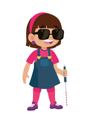 Girl disability blind with dog Royalty Free Vector Image
