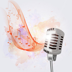 Old microphone and musical notes Royalty Free Vector Image