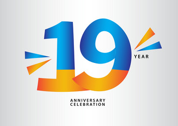 19 year anniversary celebration logotype Vector Image