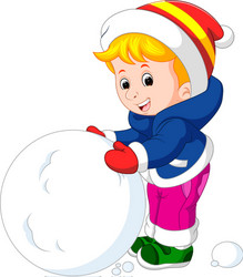 Cartoon kids playing with snow Royalty Free Vector Image