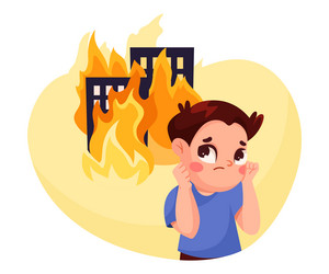 Childhood fear with little boy character afraid Vector Image