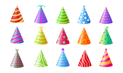 Birthday hat cartoon cone party with colorful Vector Image