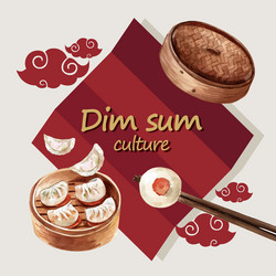 Dim sum flyer design with tofu steamed bun Vector Image