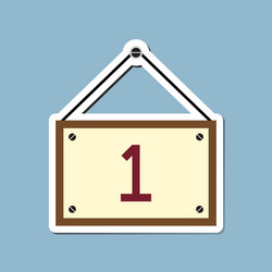 Number one with hanging wooden sign board Vector Image