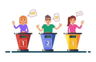 Quiz show trivia game show man and tv gaming Vector Image