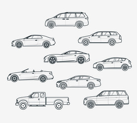 Car or automobile body type names flat Royalty Free Vector