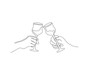 Continuous line drawing of champagne glass Vector Image