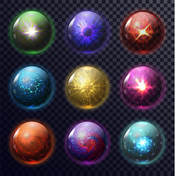 Cartoon energy spheres magic fantasy orb asset Vector Image