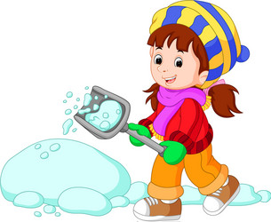 Cartoon kids playing with snow Royalty Free Vector Image