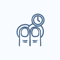 Hold timer gesture sketch icon Royalty Free Vector Image
